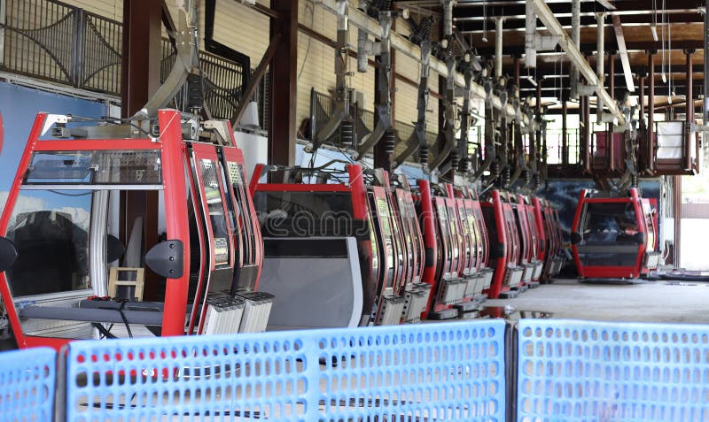 Cable Car Cabins Under Repair. Spare Cable Car Cabins Stock Photo ...