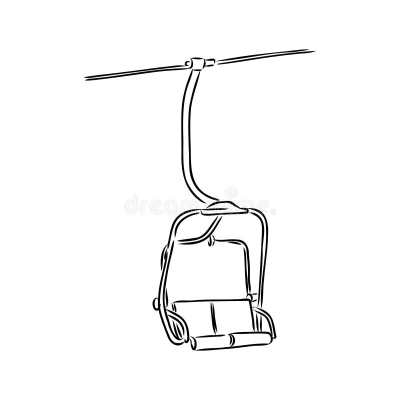 Cable Car Graphic Mountain Black White Landscape Sketch Illustration ...
