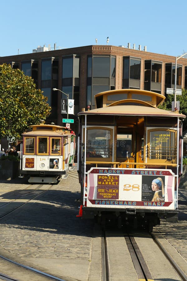 Cable Car at Hyde and Beach Terminal in San Francisco Editorial ...