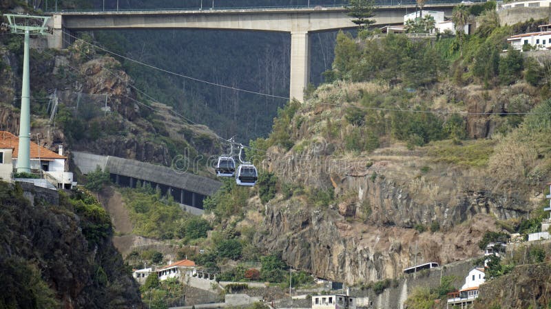 Cable Car on Madeira Island Stock Image - Image of mountains, rope ...