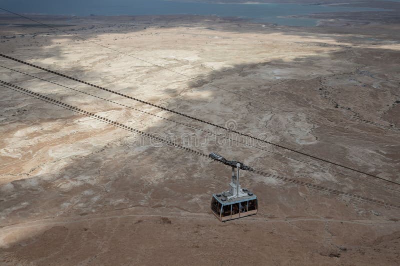 Cable Car in Masada National Park, Israel. Stock Image - Image of dead ...