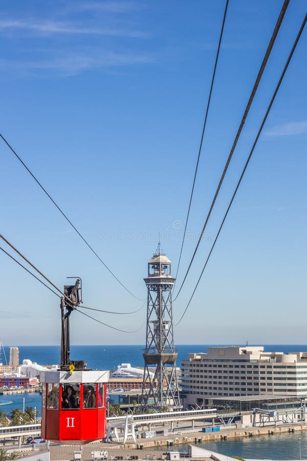 Cable Car from Montjuic To the Harbor in Barcelona Editorial Photo ...