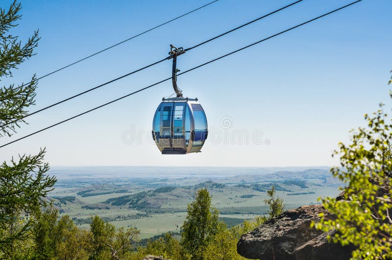 Cable car is moving up stock photo. Image of rocks, ride - 149515432