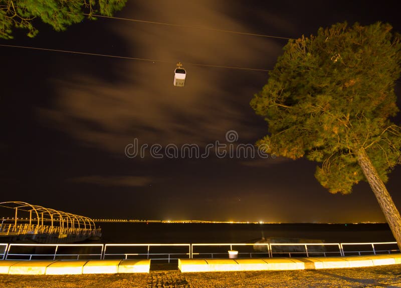 Cable car at night stock photo. Image of portuguese, architecture ...