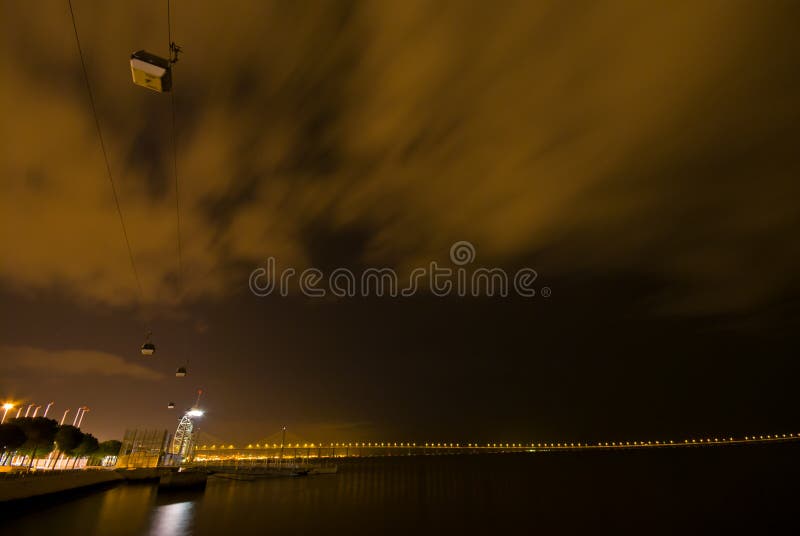 Cable car at night stock photo. Image of european, portuguese - 24576108