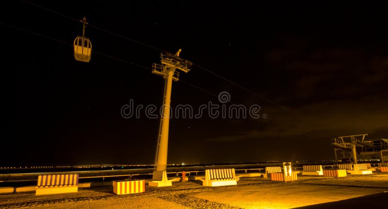 Cable car at night stock image. Image of people, cableway - 24576177