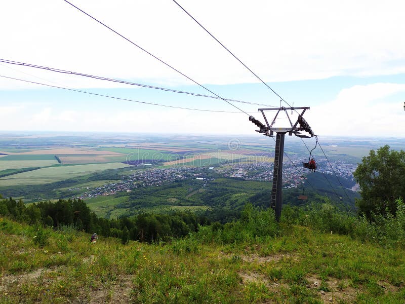 Cable car over the city stock photo. Image of line, mast - 255507026