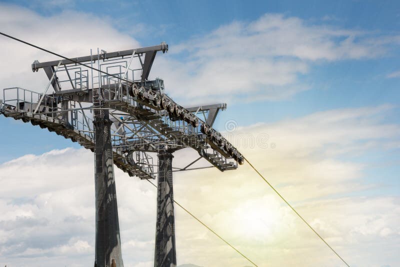 Aerial lift pylon stock image. Image of pillar, aerial - 101580553