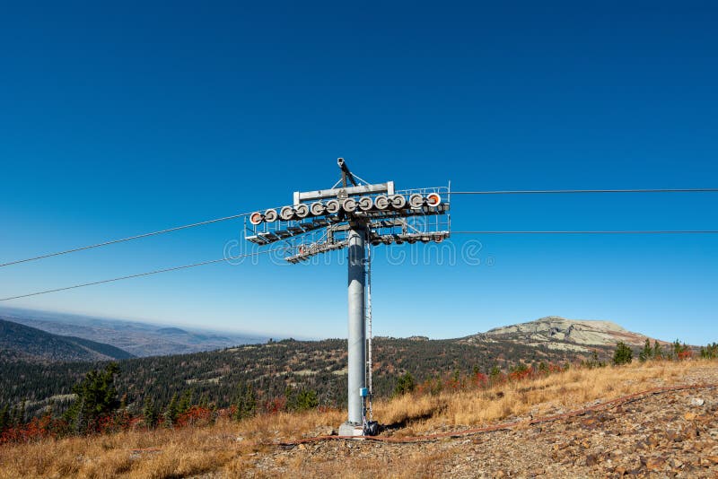 Cable Car Pylon High in the Mountains Stock Photo - Image of grey, lift ...