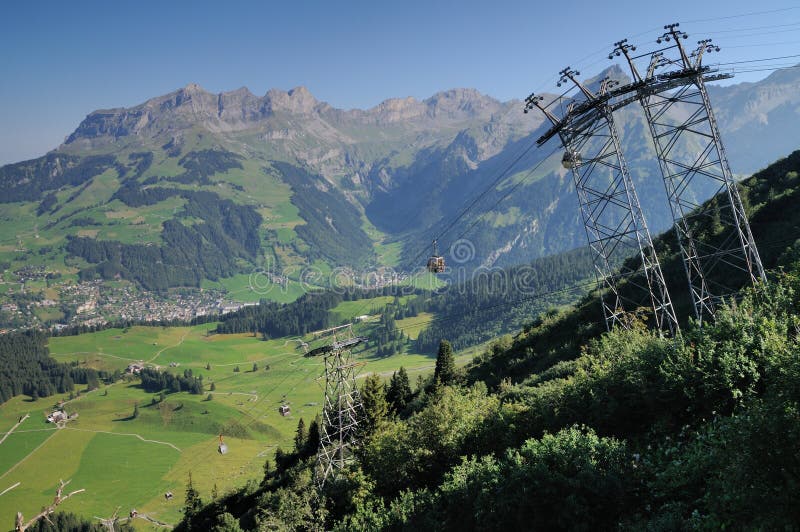 Cable Car Pylon in Mount Titlis Stock Image - Image of castle, cable ...