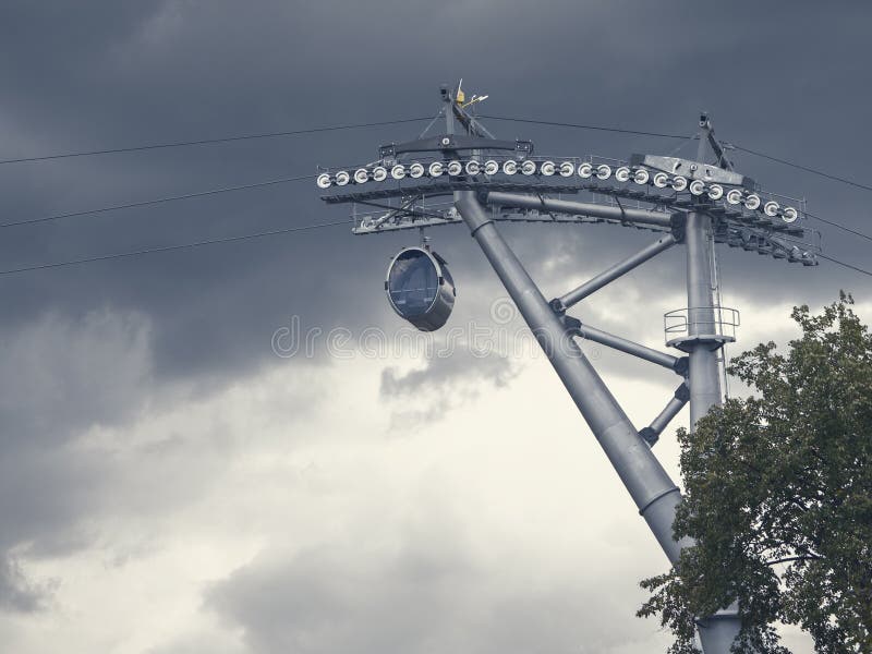 Cable Car Ride Against the Dramatic Sky. Stock Image - Image of resort ...