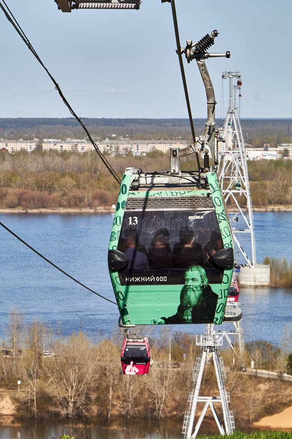 Cable car on the river editorial image. Image of mast - 309149495