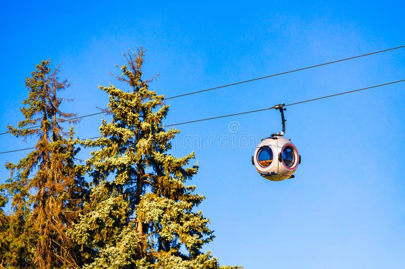 A Cable Car with Round Passenger Cabins. Stock Photo - Image of ...