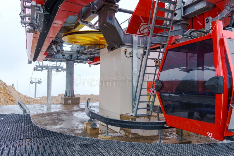 Cable Car in the Ski Center Stock Photo - Image of motion, lift: 146629434