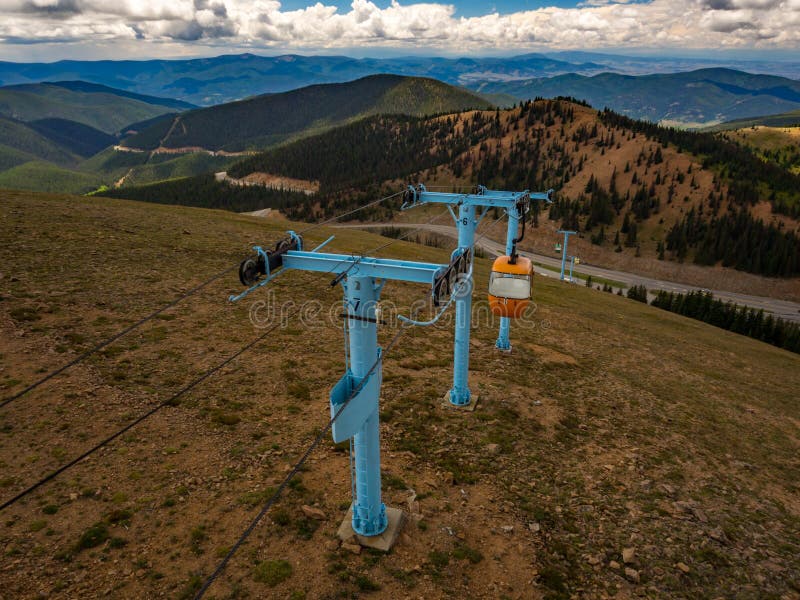 Cable Car, Ski Lift Up Colorado Mountain in Summer Stock Image - Image ...