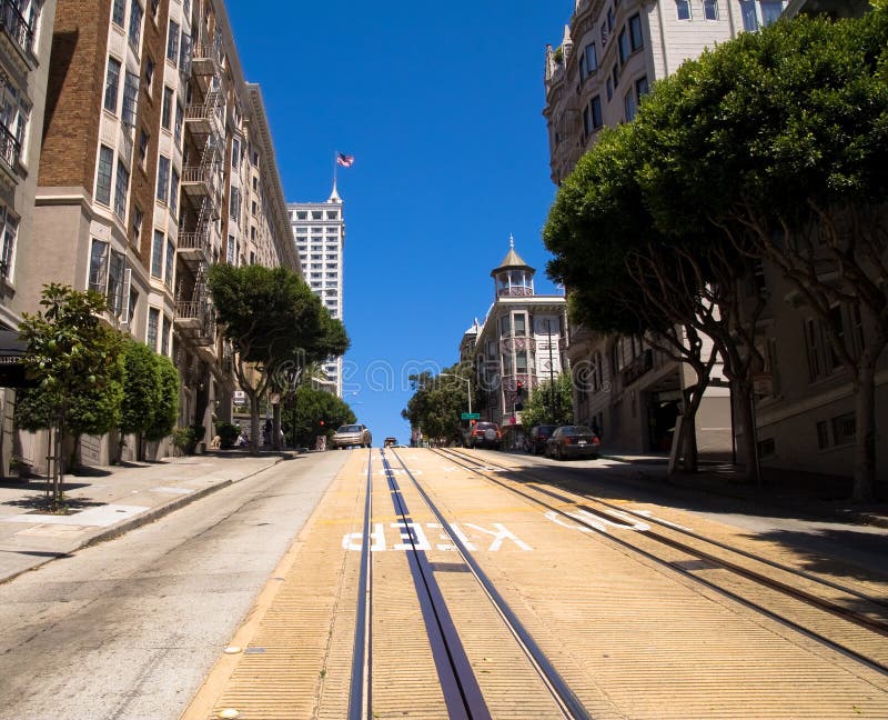 Cable car street stock photo. Image of banner, states - 3427762