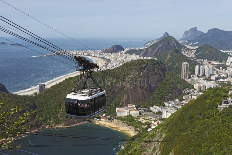 Cable car on Sugarloaf stock image. Image of guanabara - 60169539