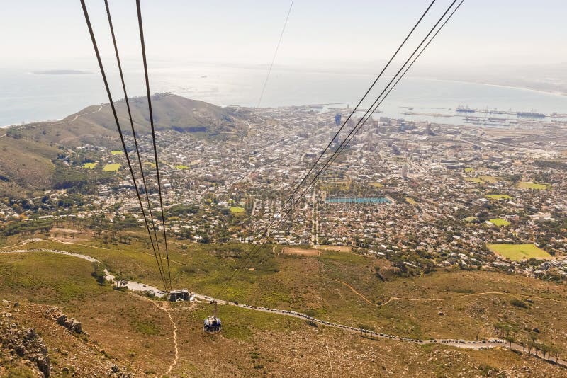 Cable Car on Table Mountain in Cape Town Stock Photo - Image of view ...