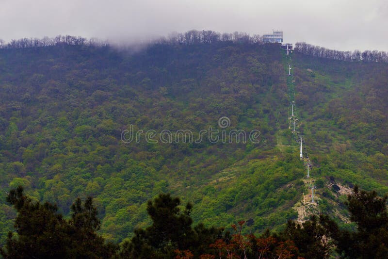 Cable Car To Go Up Mountains. the Cable Car Runs Down the Side of these ...
