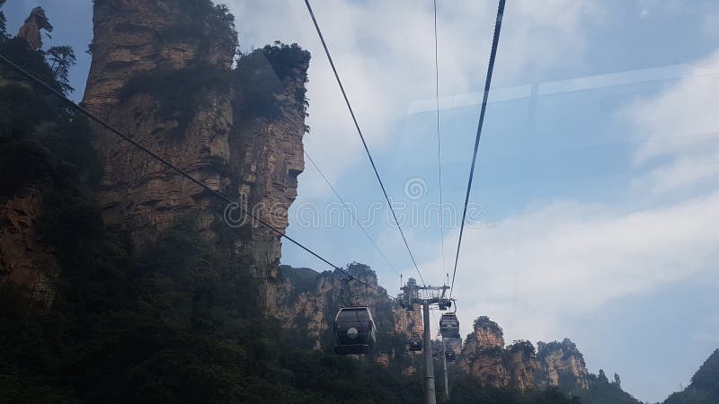 Cable Car To Tianzi Mountain Editorial Image - Image of forbidden ...