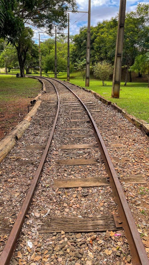 Cable car track in a park stock image. Image of track - 357357087