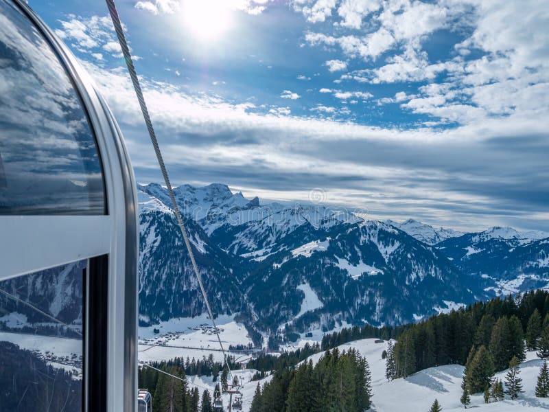 Cable Car with a View of the Alps Stock Photo - Image of panorama, area ...