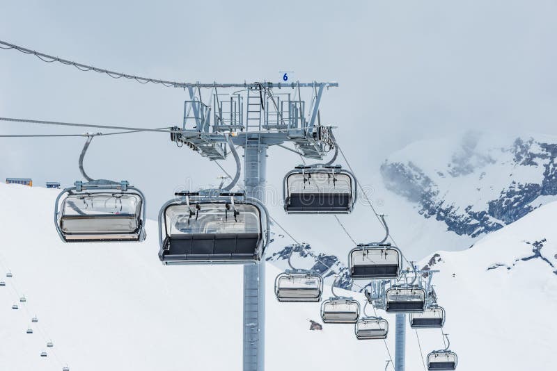 Cable Car Way in the Ski Resort Editorial Photo - Image of russia ...