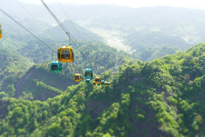 Cable Car Way with Scenic Mountainous Nature in China Stock Photo ...
