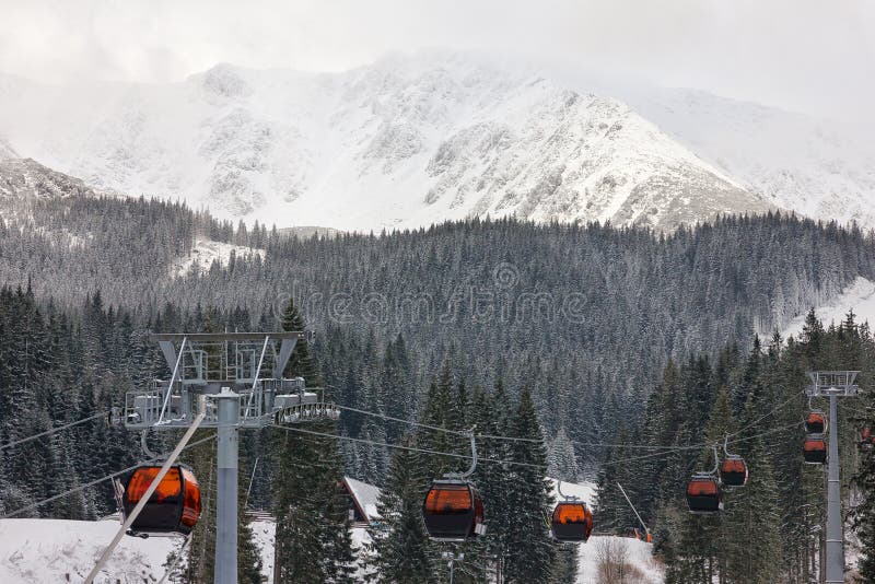 Cable Car in Winter Resort, Jasna, Slovakia Stock Photo - Image of ...