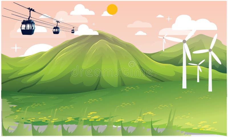 Cable Car Working on Wind Mill Stock Vector - Illustration of cubes ...