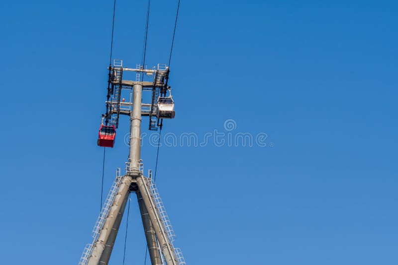Cable Cars and Support Pylon Stock Image - Image of gondola, steelwork ...