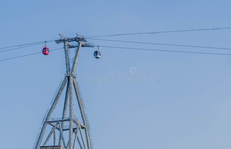 Cable Cars and Support Pylon Stock Image - Image of iron, leisure ...