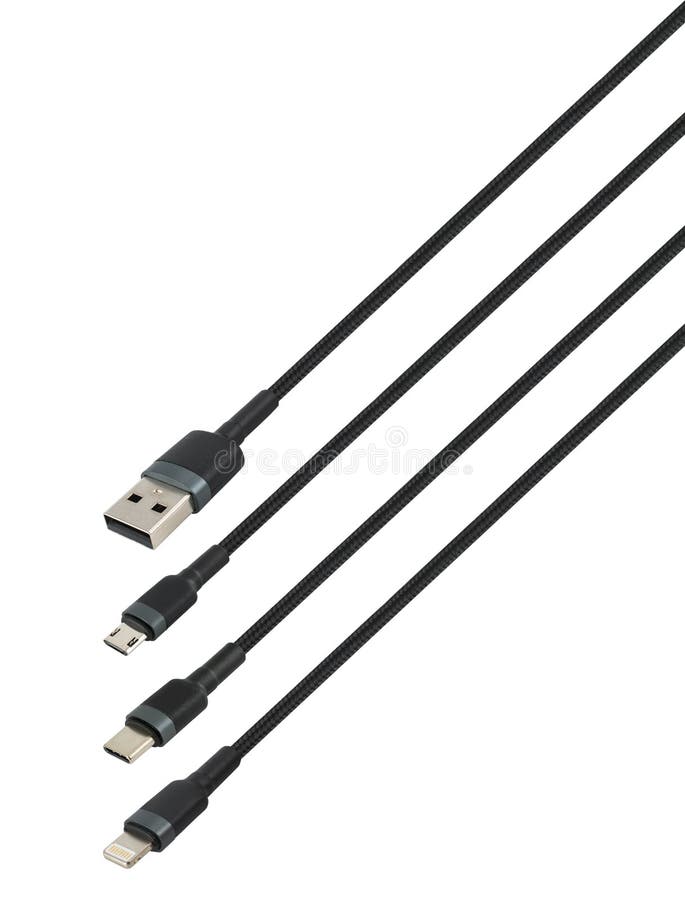 Cable Con Lumbrado Usb Micro Usb Y Conector Typec Aislado En Fondo ...