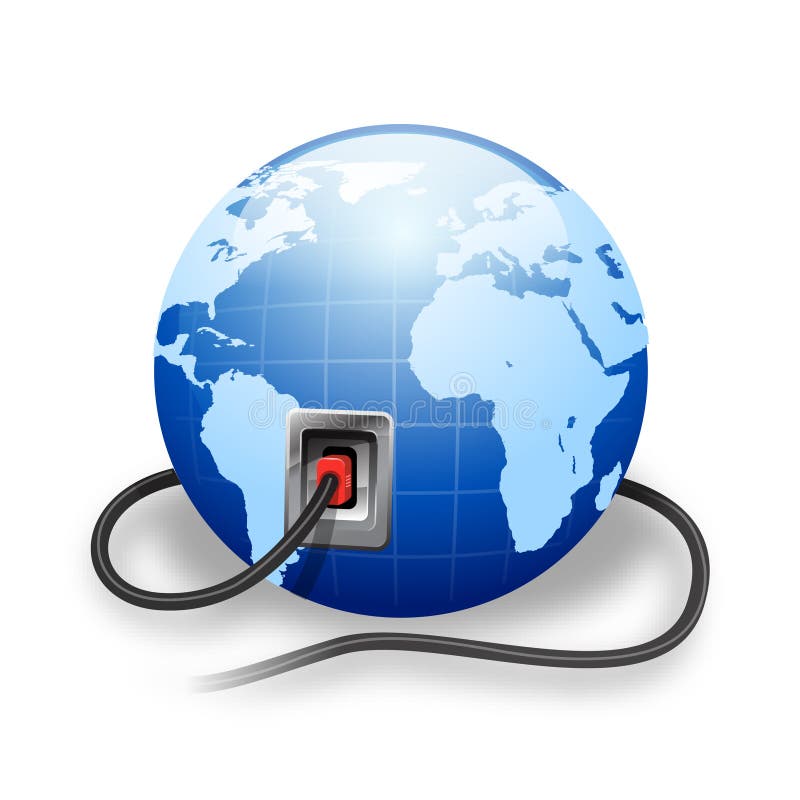 Cable Connecting with Earth Stock Illustration - Illustration of ...