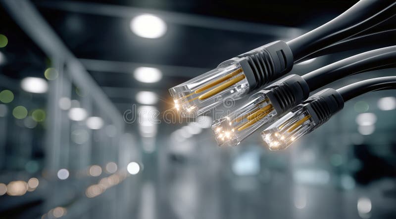 Cable Connection in a Modern Office Environment Showcasing Advanced ...