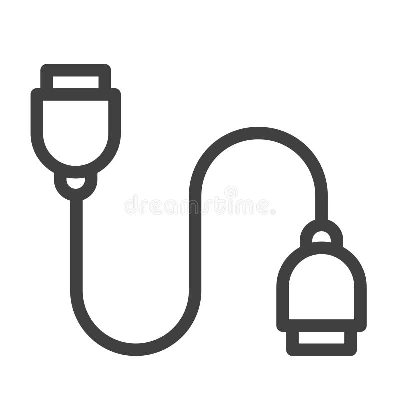 Cable Connector Icon Logo with Outline Stroke Vector Design Stock ...