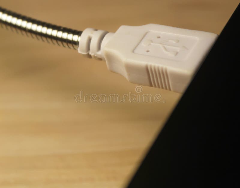 Cable and Connector Inserted into Laptop Stock Photo - Image of ...