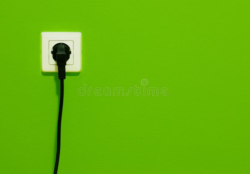 Cable in Connector Plug on Green Wall Stock Photo - Image of connector ...