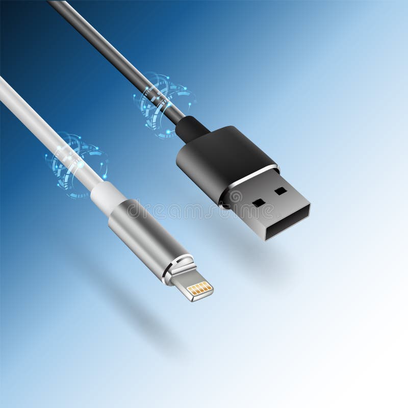 Cable Connectors USB Plug and USB Lighning Stock Vector - Illustration ...