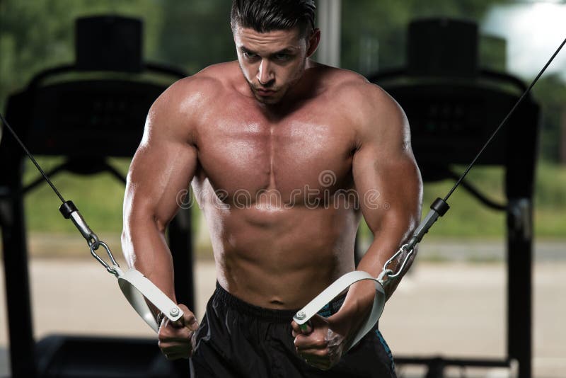 Cable Crossover Chest Workout Stock Image - Image of club, clothing ...