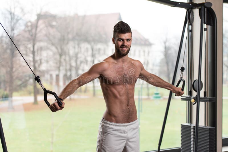 Cable Crossover Chest Workout Stock Image - Image of flexing, equipment ...