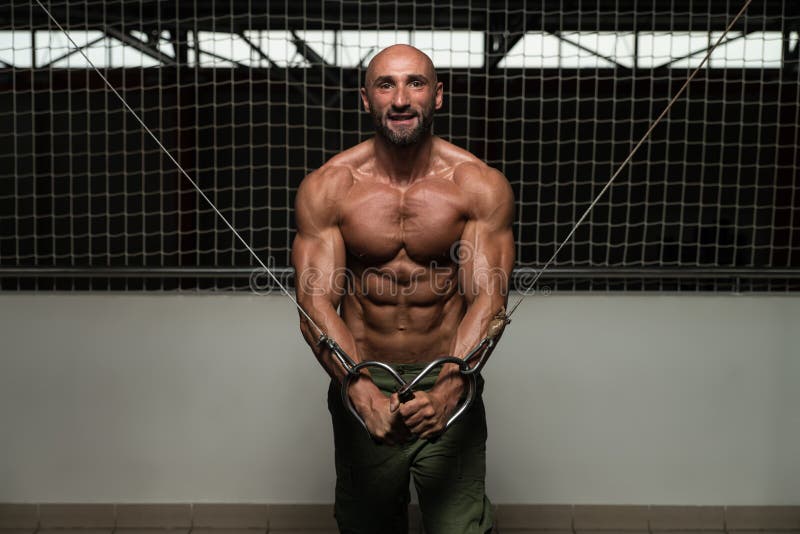 Cable Crossover Chest Workout Stock Image - Image of flexing, equipment ...