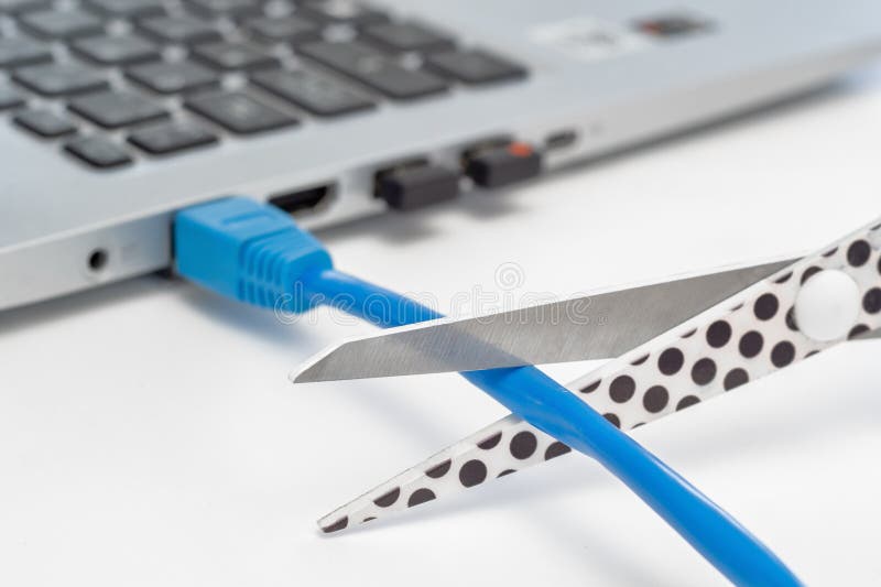 Cable Cutting Concept stock photo. Image of wire, connection - 355621950