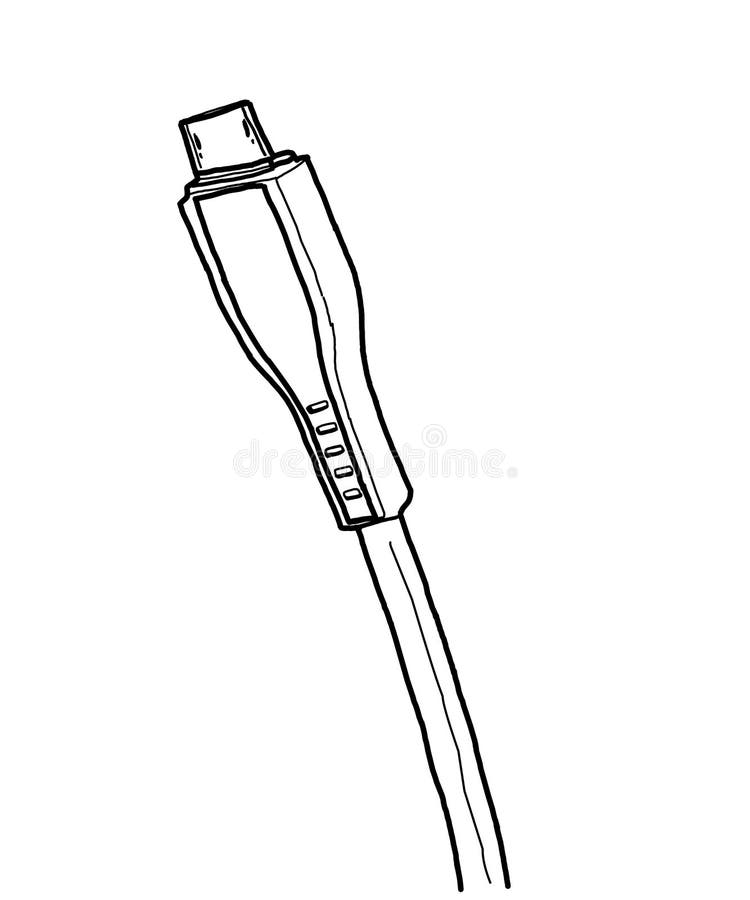 Cable Data Micro Usb Outline Stock Vector - Illustration of diagram ...