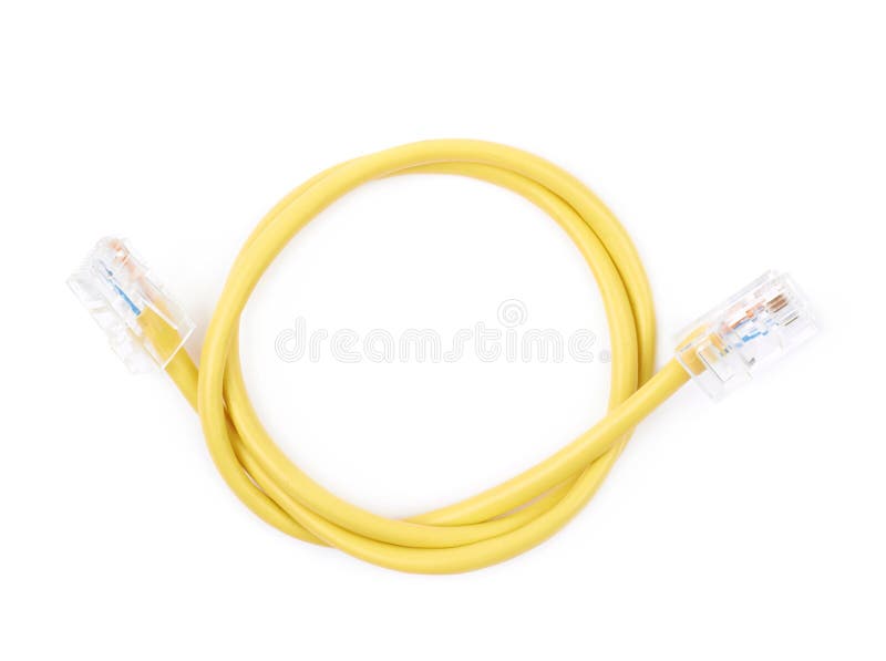 Cable De Ethernet Amarillo Doblado Aislado Imagen de archivo - Imagen ...