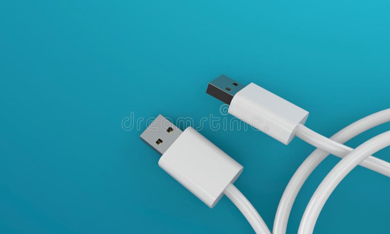 Cable Azul Del Usb En El Fondo Blanco Stock de ilustración ...