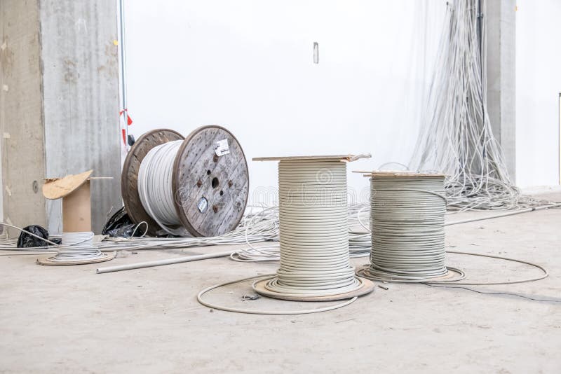 Cable Drums with Installation Chaos Stock Image - Image of data ...