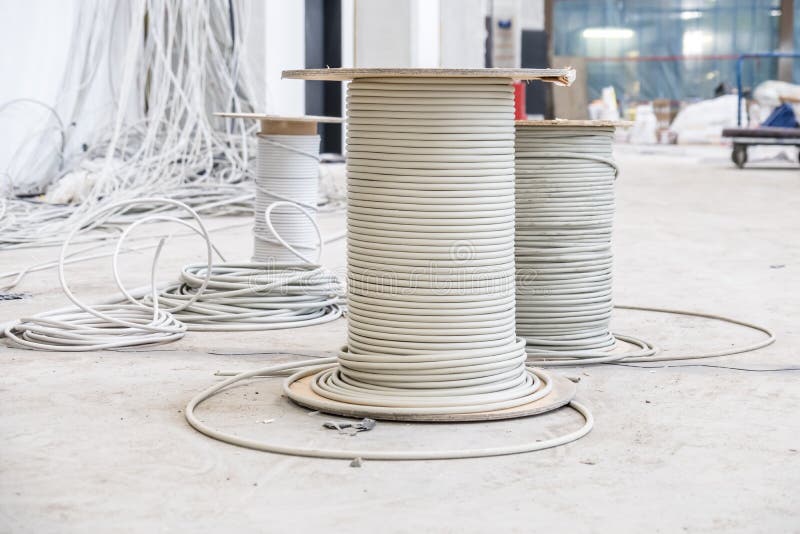 Cable Drums with Installation Chaos Stock Photo - Image of drum, chaos ...