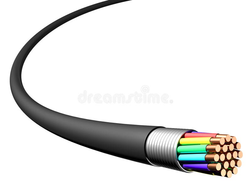 Cable Eléctrico En El Fondo Blanco Primer Stock de ilustración ...