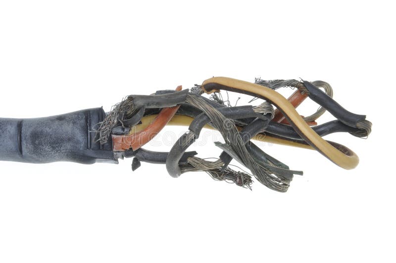 Enchufe Quemado Con El Cable Blanco Imagen de archivo - Imagen de ...